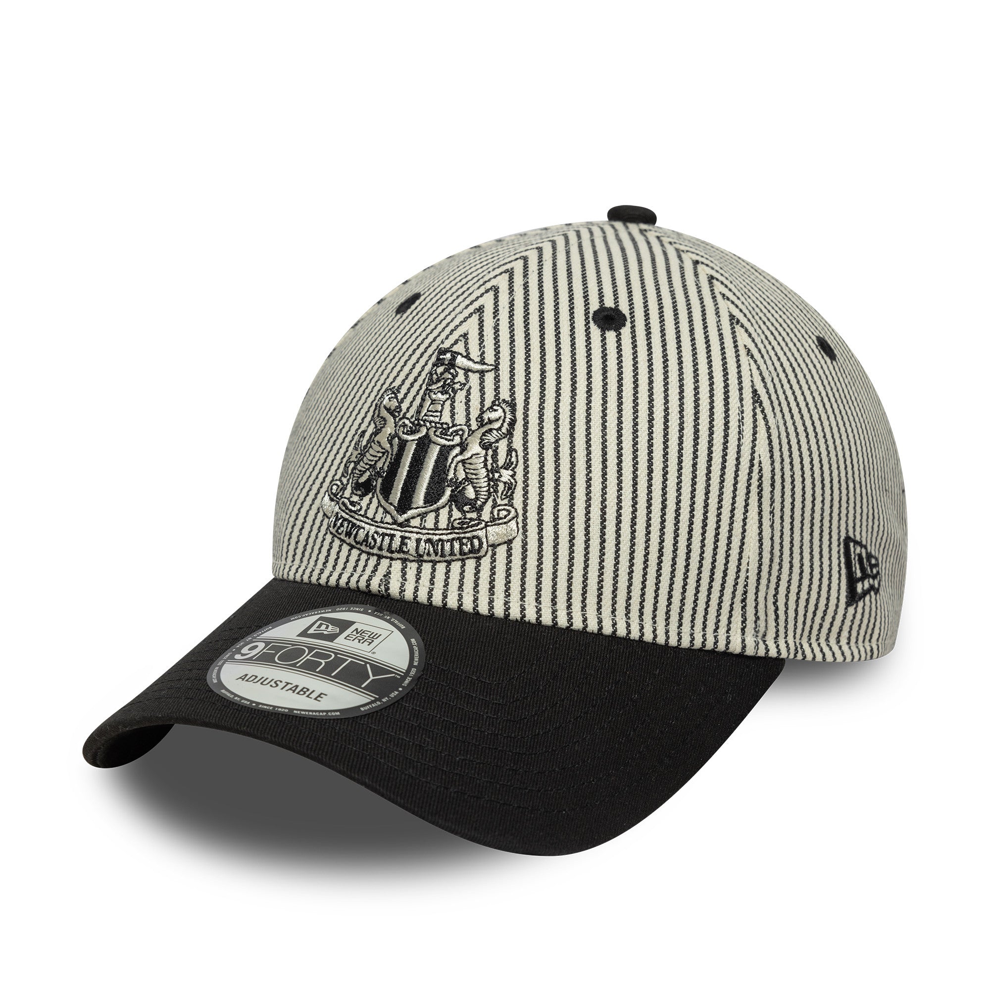 Newcastle United Pinstripe 9Forty Cap Adults - Ivory/Black | TheRaceWorks